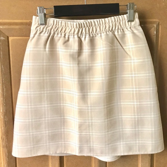Skirts | Chic Creamy Tan Grid Skirt | Poshmark